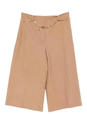 Maje Pinstripe Wide-leg Belted Shorts - Brown