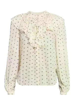 VERONICA BEARD Veronica Beard Gomez Ruffled Blouse With Graphic Print