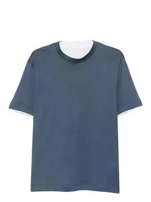 Eleventy Layered-effect Short-sleeve T-shirt - Blue
