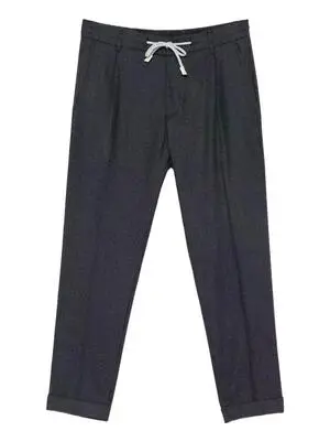 Eleventy Drawstring-waist Pleated Trousers - Blue