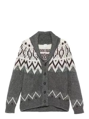 Eleventy Fair Isle Shawl-collar Cardigan - Grey
