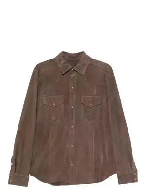 Eleventy Suede Flap-pocket Shirt - Brown