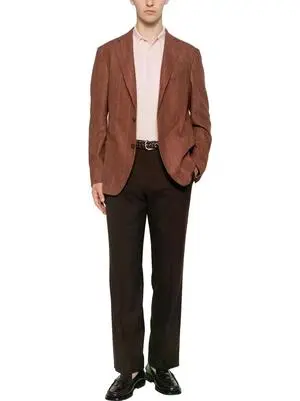 Eleventy Pinstripe Notched-lapel Blazer - Brown