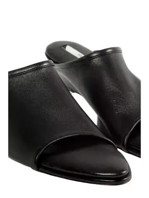 CHRISTEN Leather Wedge Sandals - Black