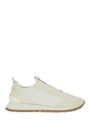 Brunello Cucinelli Suede Panelled Sneakers - White