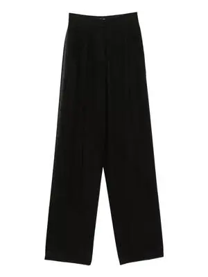 TOM FORD Satin-trimmed Pleated Trousers - Black
