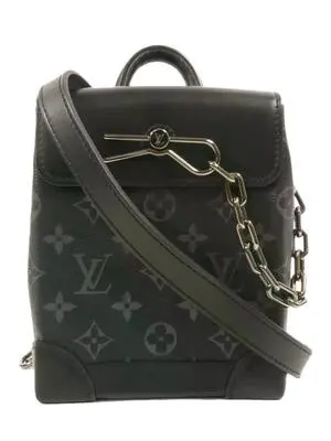 LOUIS VUITTON Nano Steamer Monogram Eclipse Shoulder Bag - Black