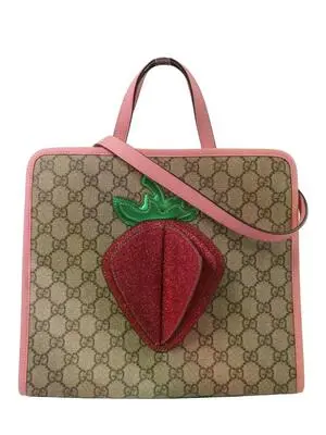 Gucci Strawberry Motif Gg Canvas Tote Bag - Neutrals