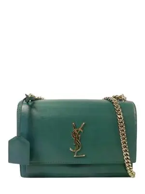 Saint Laurent Medium Sunset Chain Cross Body Bag - Green