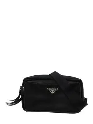 Prada Logo Plaque Belt Bag - Black