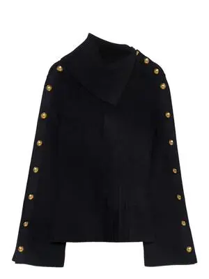 Elisabetta Franchi Ribbed Knit Button-embellished Sweater - Blue