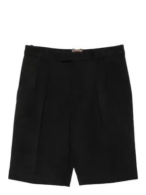 Saint Laurent Tailored Shorts With Pleated Detail - Black