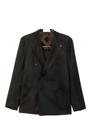 Tagliatore Stripe-pattern Double-breasted Suit - Black
