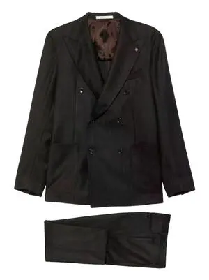 Tagliatore Stripe-pattern Double-breasted Suit - Black