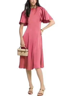 Michael Kors Cape-sleeve Midi Dress - Pink