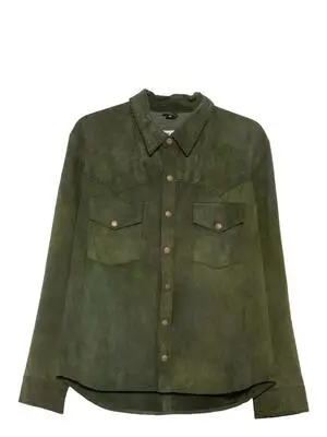 ANTIK DENIM Whipstitch-trim Button-up Shirt - Green