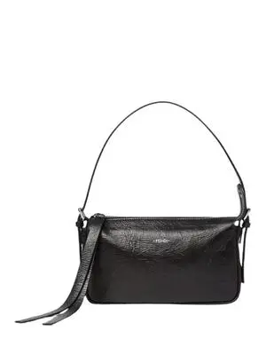 Fendi Crinkled-leather Shoulder Bag - Black