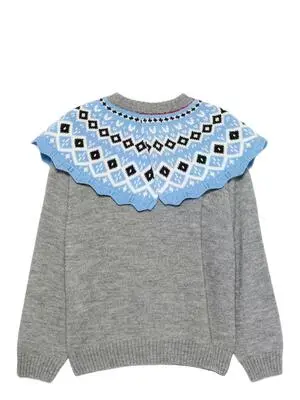 MSGM Scalloped Collar Sweater - Grey