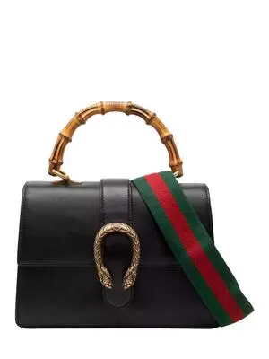 Gucci Leather Bamboo Dionysus Web Satchel - Black