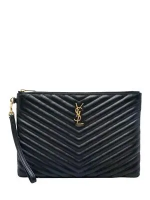 Saint Laurent Monogram Tablet Pouch Clutch Bag - Black