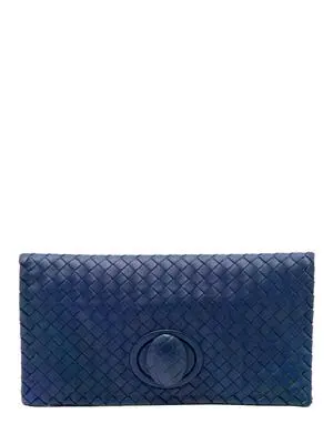 Bottega Veneta 2011 Nappa Intrecciato Turn Lock Clutch Bag - Blue