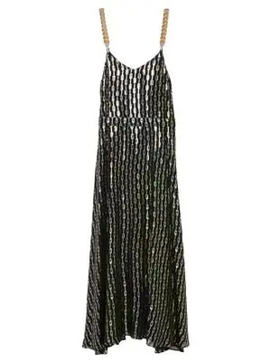 SIMONA CORSELLINI Chain-link Print Chain-strap Maxi Dress - Black