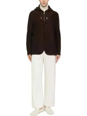 Eleventy Hooded Wool Jacket - Brown