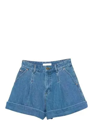 Zimmermann Pleated Denim Shorts - Blue