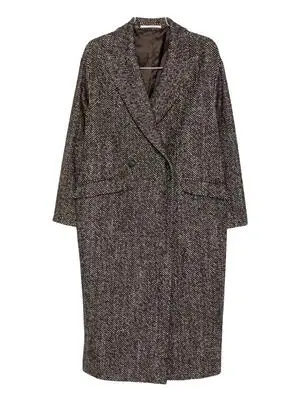 Tagliatore Double-breasted Herringbone Coat - Brown