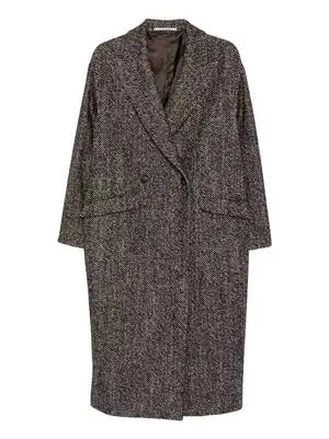 Tagliatore Double-breasted Herringbone Coat - Brown