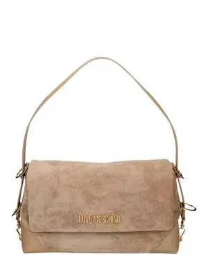 Moschino Logo Plaque Shoulder Bag - Neutrals