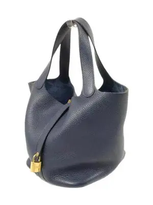 Hermès 2023 Mm Picotin Leather Tote Bag - Blue