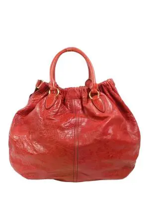 Miu Miu Two-way Leather Tote Bag - Red