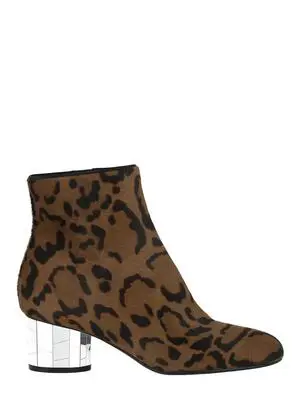 SALVATORE FERRAGAMO Ferragamo Florrie Ankle Boots With Faux Leopard Print And Mirrored Block Heel