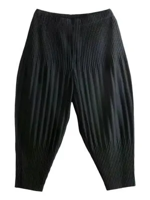 Issey Miyake Pleated Cropped Trousers - Black