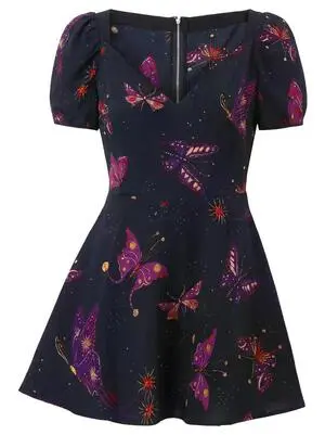 VALENTINO Valentino Garavani Butterfly Print Puffed Sleeve Mini Dress