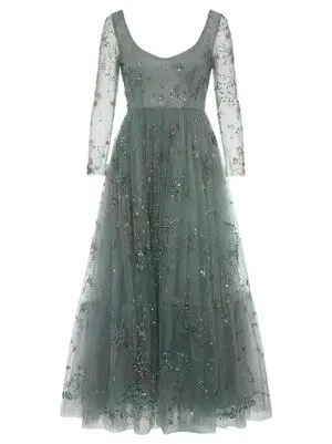 Valentino Garavani Embellished Tulle Maxi Dress - Grey