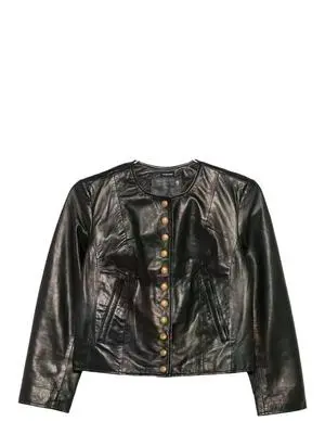 R13 Leather Button-up Jacket With Gold-tone Hardware - Black