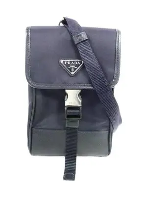 Prada Logo Nylon Shoulder Bag - Blue