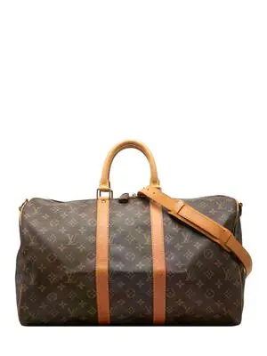 LOUIS VUITTON Monogram Keepall Bandouliere 45 Travel Bag - Brown