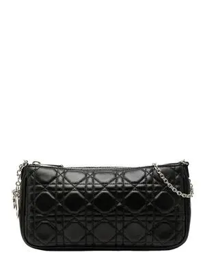 Dior 2009 Lambskin Cannage Pochette Shoulder Bag - Black