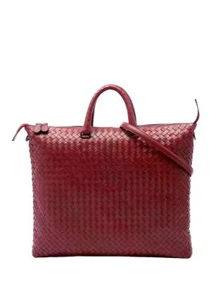 Bottega Veneta Maxi Nappa Intrecciato Convertible Tote Satchel - Red