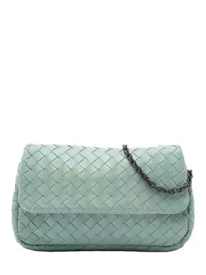 Bottega Veneta Bottega Veneta Mini Nappa Intrecciato Expandable Chain Flap Crossbody Bag Green