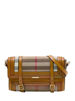 Burberry House Check Canvas And Leather Trimmed Crossbody Bag - Brown