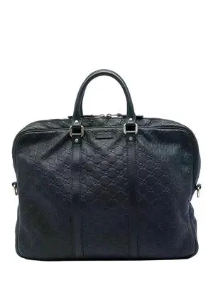 Gucci Embossed Leather Business Bag - Black