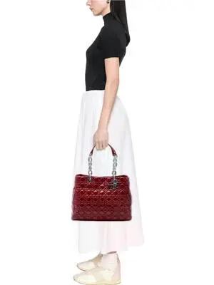 Dior Patent Cannage Lady Shopping Tote Bag - Red