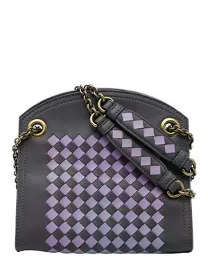 Bottega Veneta Nappa Intrecciato Chain Wallet Shoulder Bag - Grey