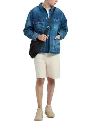 VOWELS Chore Bleached Denim Jacket - Blue