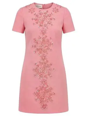 Valentino Garavani Sequin-embellished Floral-appliqué Dress - Pink