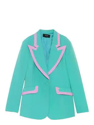 NIKAMO Single-breasted Blazer With Contrast Trim - Blue